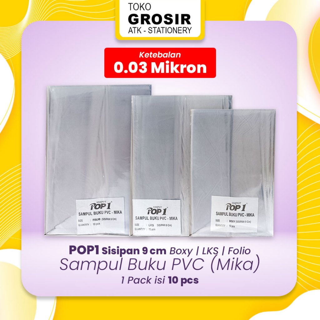 Jual POP1 Sampul Buku PVC Mika Sisipan 9 cm Boxy / Folio / LKS 10 Lembar Ketebalan 0.03 mm ...