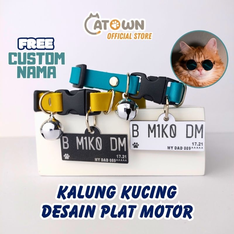 Jual Catown D010 - Kalung Kucing Custom Model Plat Nomor | Collar Ukir ...