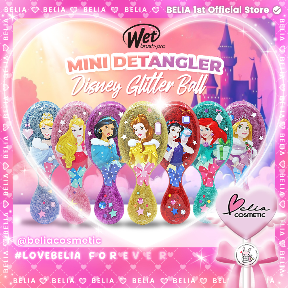 Jual BELIA WET BRUSH Mini Disney Princess Mini Detangler Glitter Ball ...