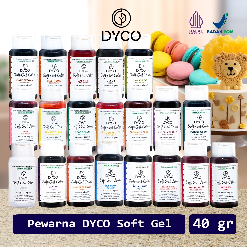 Jual DYCO Soft Gel Color Pewarna Makanan 40 Gram Food Grade untuk Kue ...