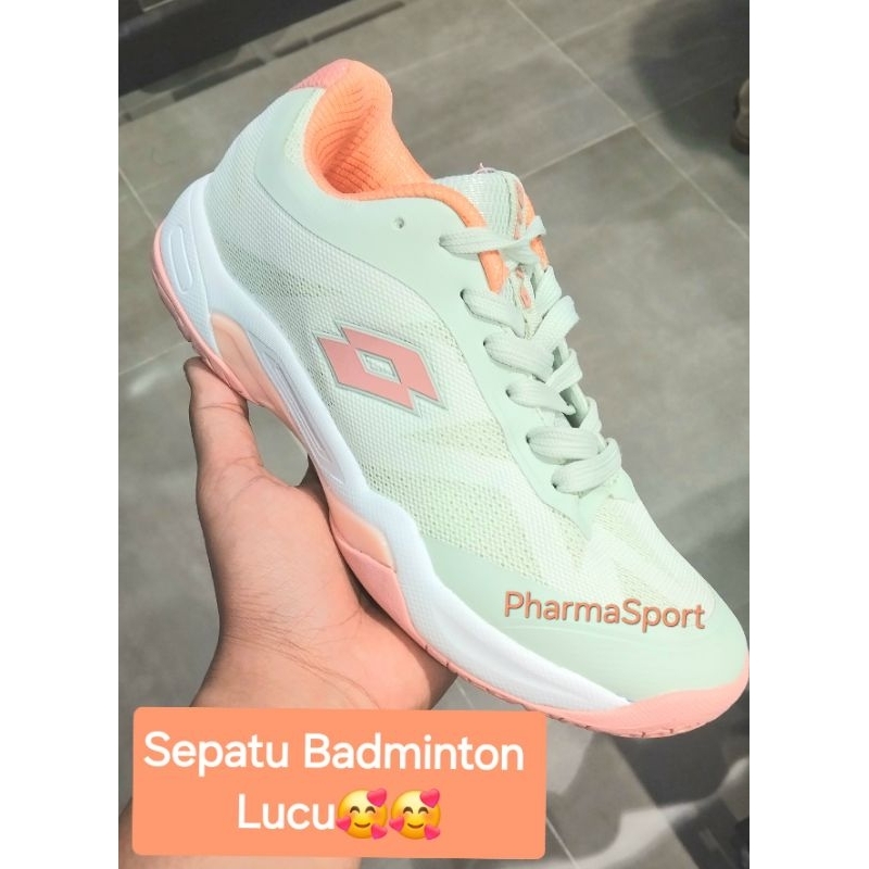 Jual Sepatu Badminton Lotto Peach keren cewe Size 39 | Shopee Indonesia