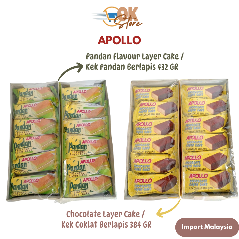 Jual Apollo Layer Cake Bolu Lapis Pandan dan Chocolate 1 Box/24Pcs ...