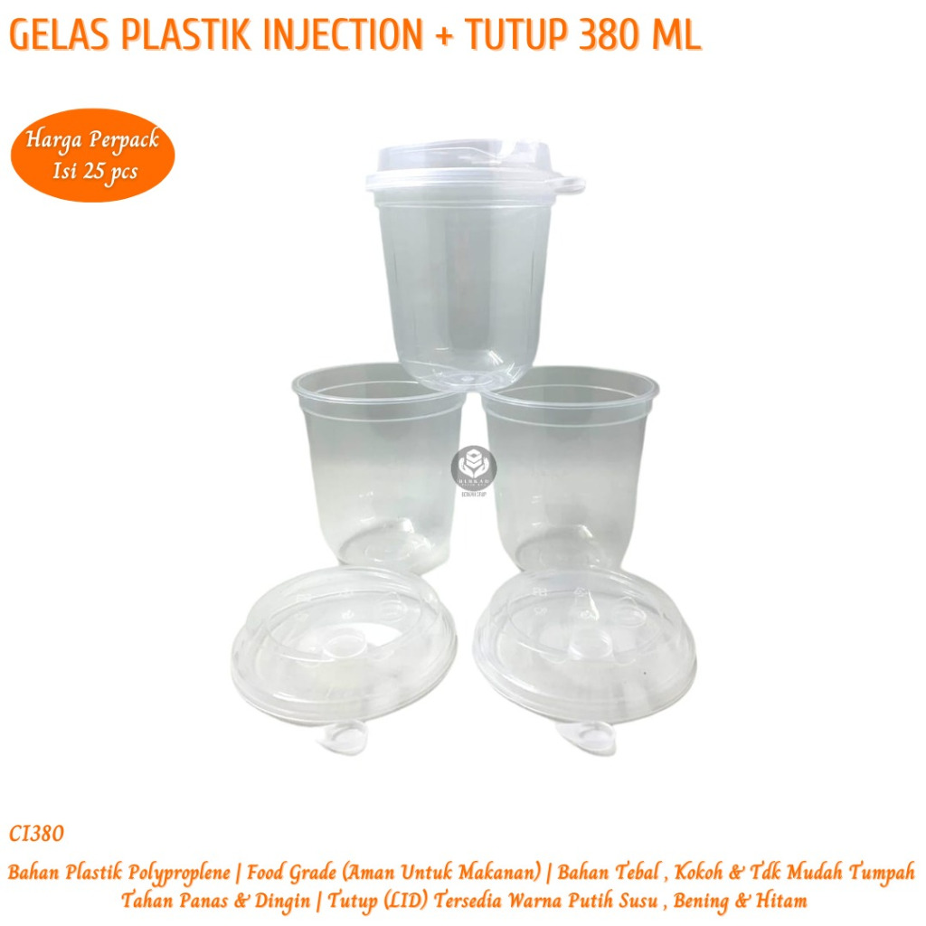 Jual Cup Injection 380 Ml Datar Plus Tutup Gelas Boba 380 Ml (Isi 25 ...