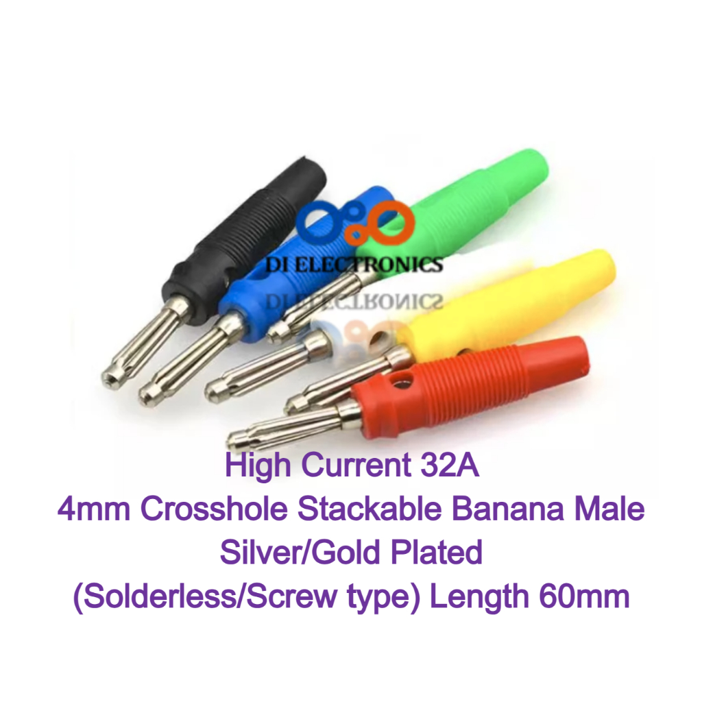 Jual 4mm Crosshole Stackable Banana Jack Male Connector Length 60mm ...