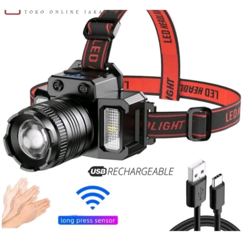 Jual Senter kepala T8 -FT 51 4000lumen senter kepala super terang bisa pake sensor gerak ...