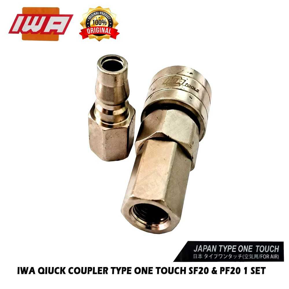 Jual IWA TYPE ONE Quick Coupler SF 20 - PF 20 Sambungan Selang Kompresor Recoil Cuk Kopler SF20 ...