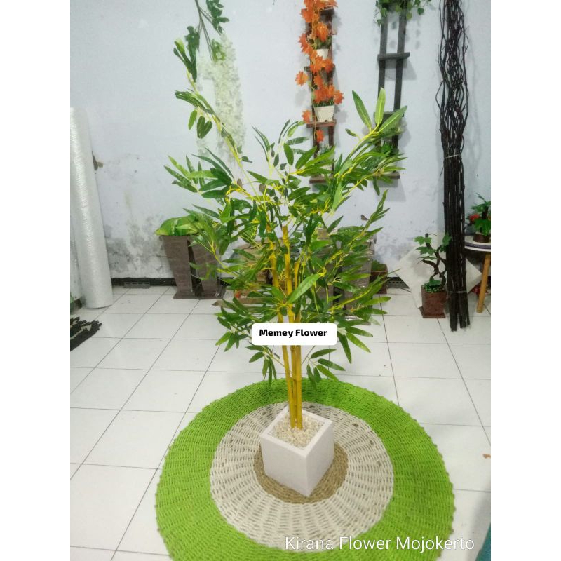 Jual Pohon Bambu Hiasan Ruangan Pot Kotak//Bambu Hoki//Bambu Artificial ...