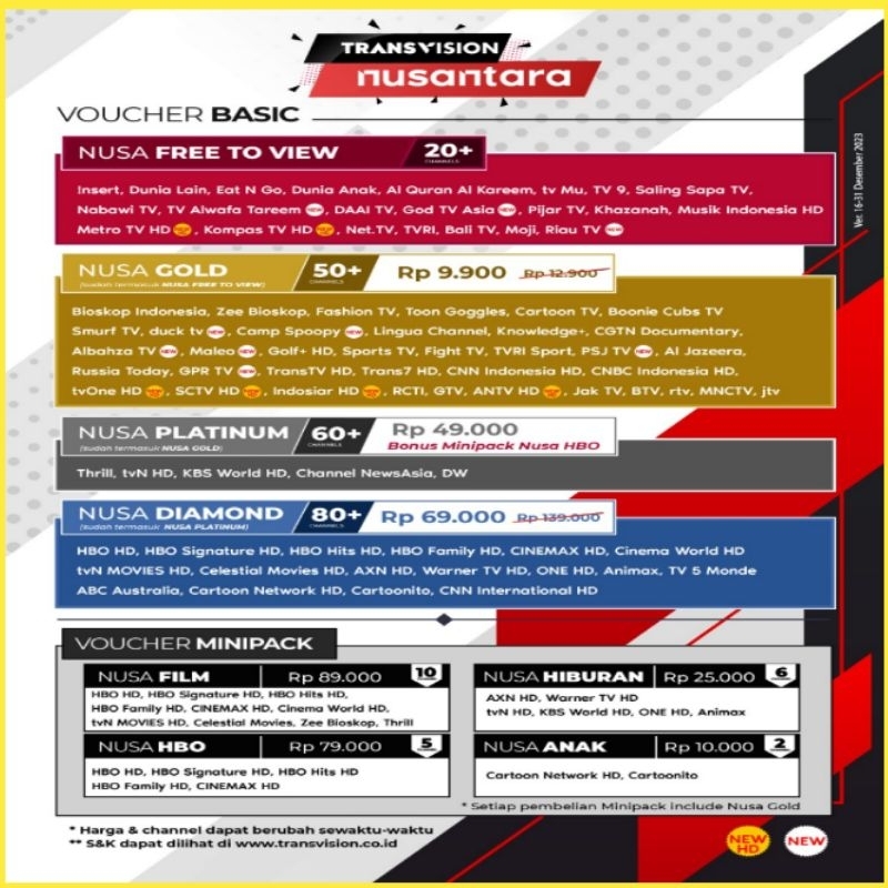 Jual Paket Nusa Minipack Tanaka Nusantara HD Transvision Samsum HD Gold Hiburan Anak | Shopee ...