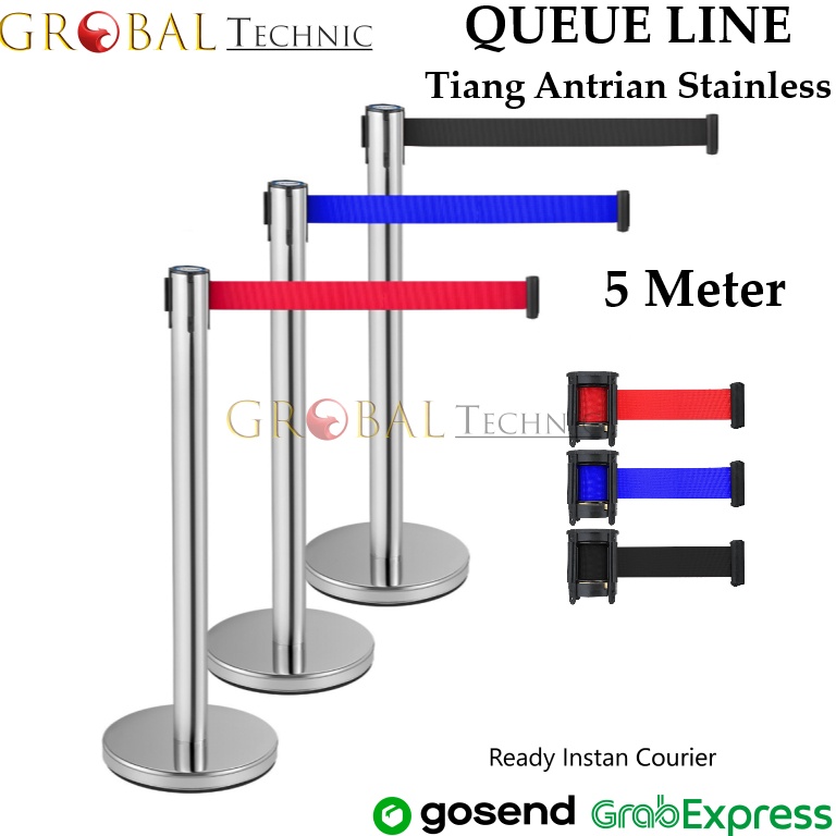 Jual Menarik Standing Barrier Queue Line 5Meter Tiang Antrian Stainless ...