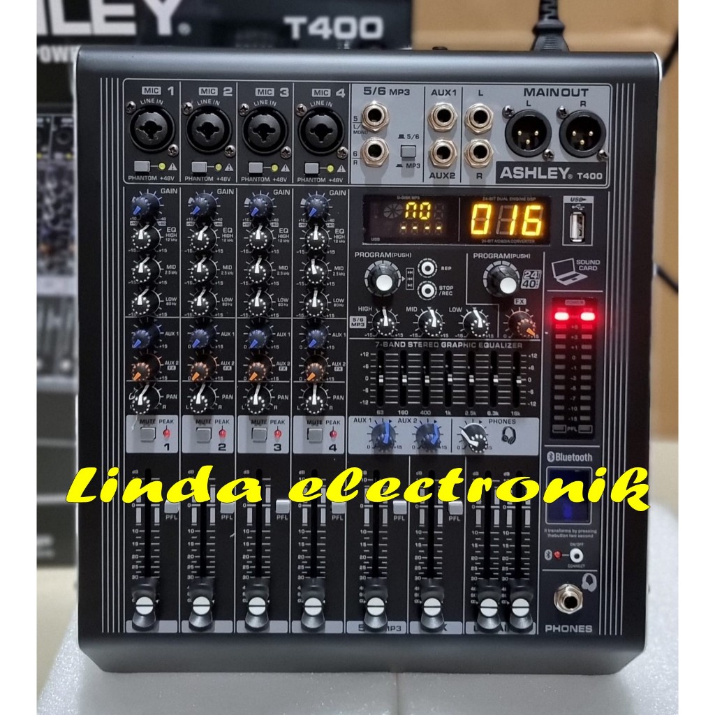 Jual power mixer ashley t400 ashley t 400 6 channel 4 MONO 2 STEREO original garansi resmi ...