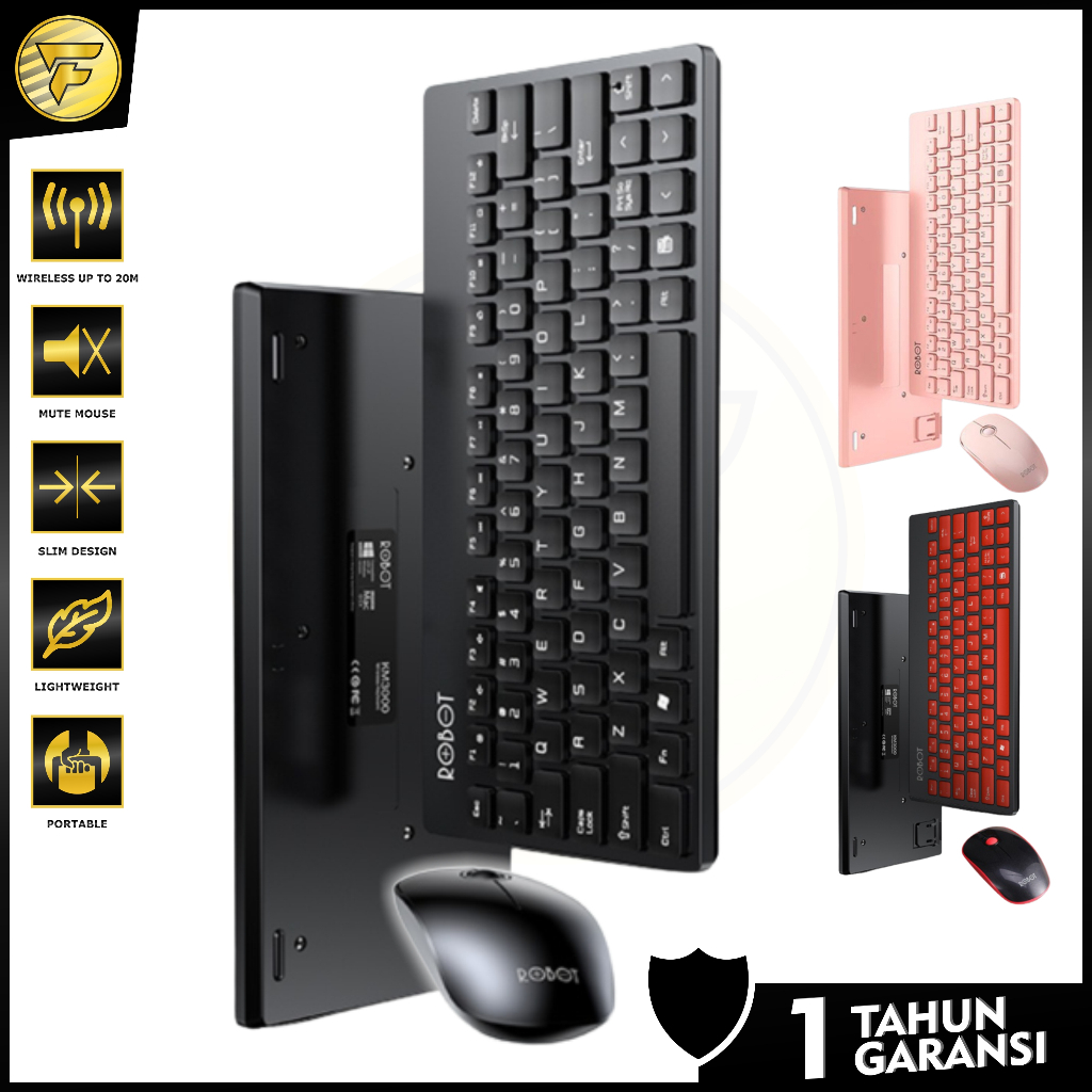 Jual ROBOT KM3000 Keyboard Mouse wireless Silent portable combo set ...