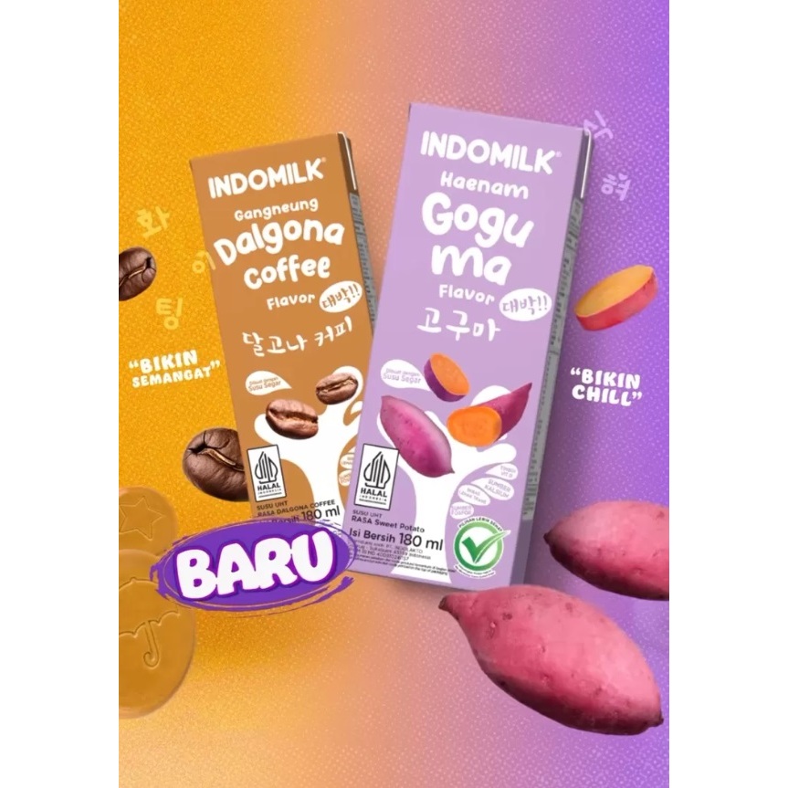 Jual Indomilk Susu UHT Gangneung Dalgona Coffe / Haenam Goguma 180ml | Shopee Indonesia