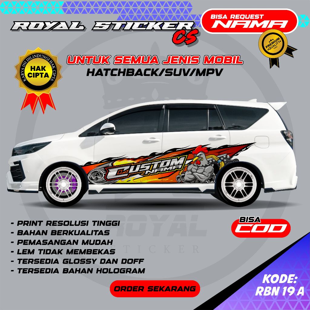 Jual RBN 19-STIKER DECALL DESIGN THAILOOK SEMUA MOBIL INNOVA, FORTUNER ...