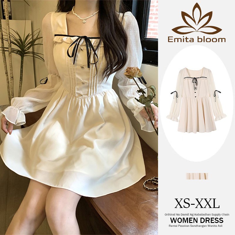 Jual EMITA BLOOM mini dress lengan panjang cute baju dress wanita ...
