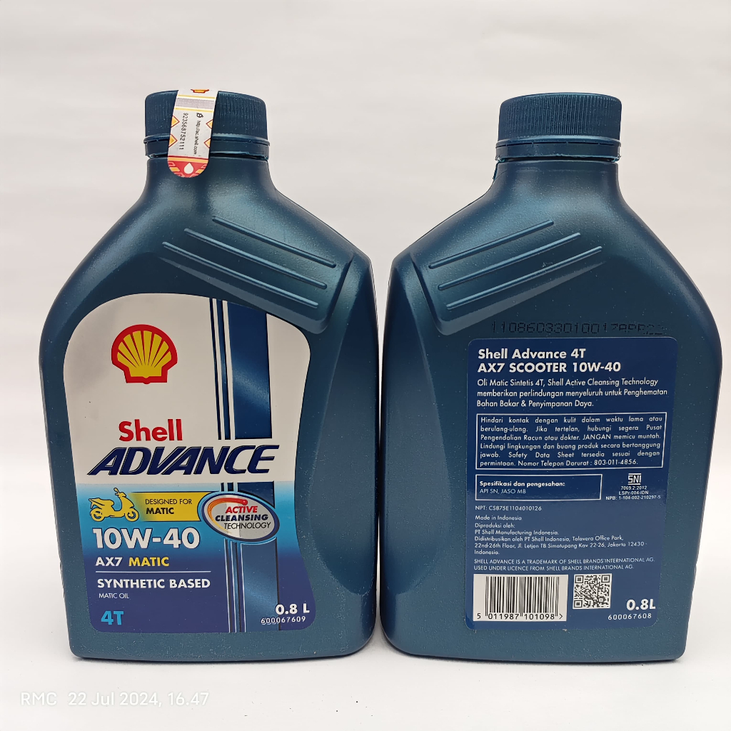 Jual 1 Dus Oli Shell Advance AX7 800ml 4T 10w40 - 0.8 Liter Universal ...
