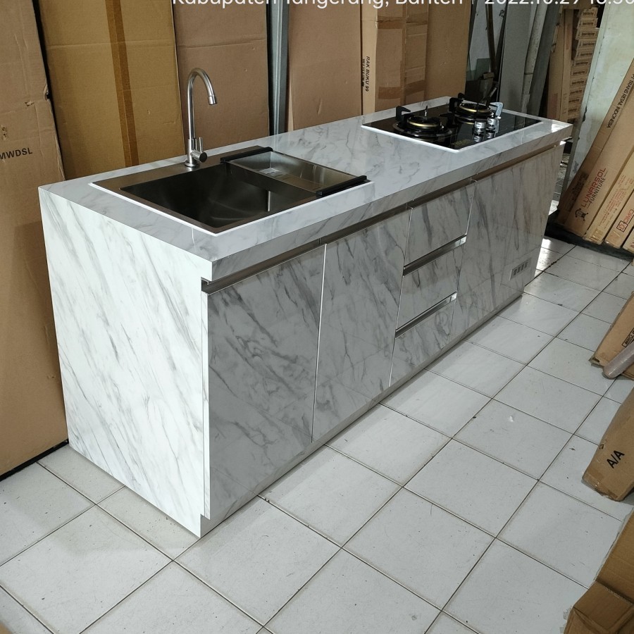 Jual kitchen set bawah minimalis dapur + kompor tanam + sink wastafel ...