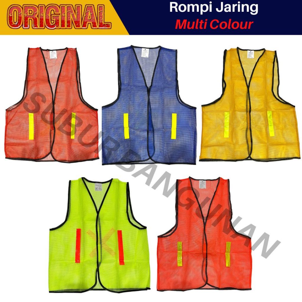 Jual Rompi Safety jaring Proyek Murah Orange Hijau Biru Merah Kuning ...