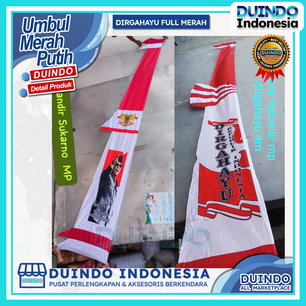 Jual Duindo - Bendera Umbul Umbul Dirgahayu Merah Putih Umbul Soekarno Panjang 4 Meter Original ...