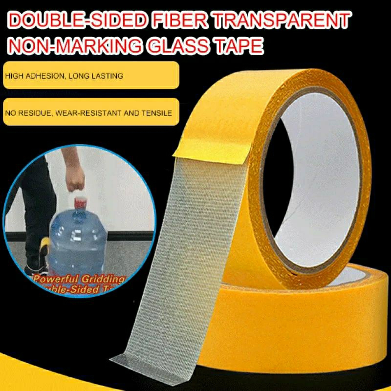 Jual Double Tape Super Kuat Jaring Fiber Lem 2 Sisi Dabel Tip Model ...