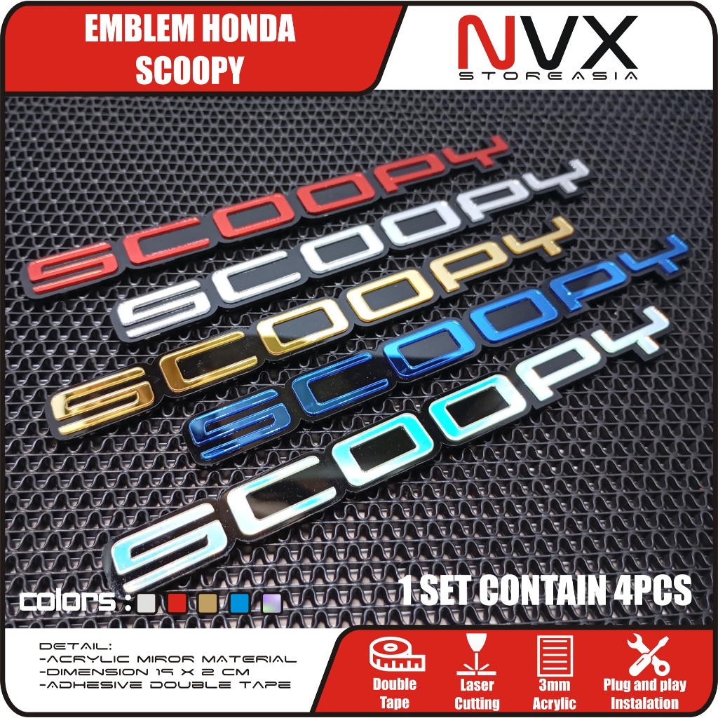 Jual 2PCS EMBLEM SCOOPY 3D LOGO SCOOPY STIKER TIMBUL SCOOPY KARBU ...