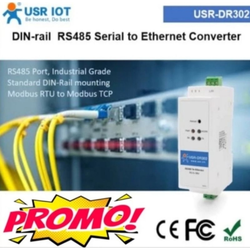 Jual DIN RAIL RS485 TO Ethernet Converter Modbus Gateway USR-DR302 | Shopee Indonesia