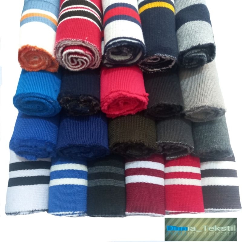 Jual Kain Rib Bur 1x1 babat 2x1 Polyster pe 20s Warna Polos dan Salur ...
