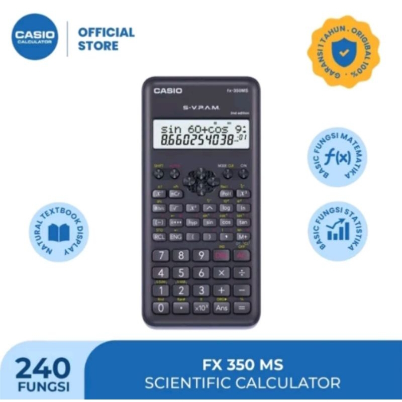 Jual alat berhitung kalkulator Casio FX-350MS 2nd calculator praktis ...