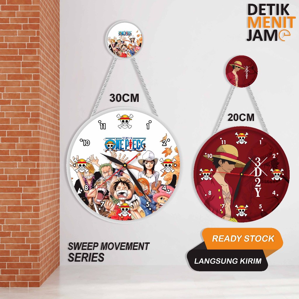 Jual JAM DINDING 20CM GANTUNG UNIK DESIGN ANIME ONE PIECE LUFFY WALL ...