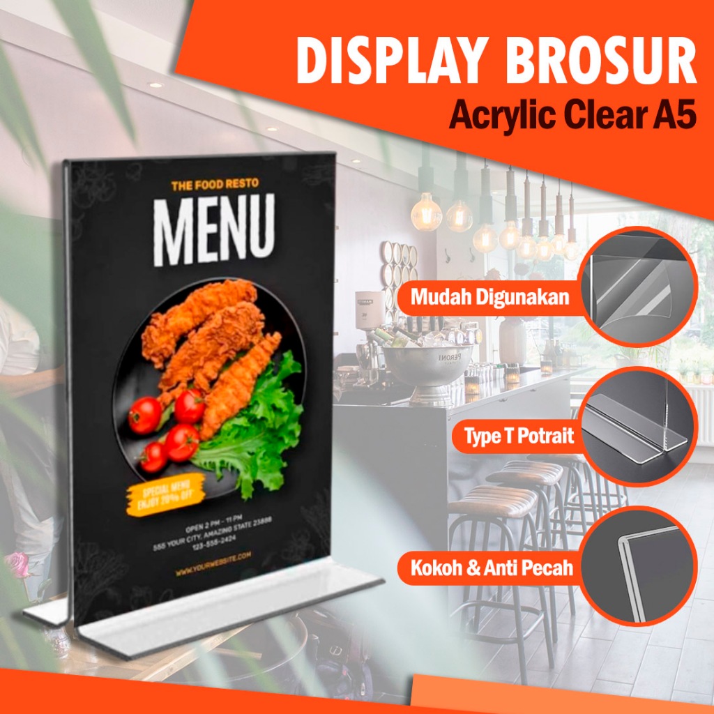 Jual IDEKU Display Brosur Akrilik Bening A5 – Stand Holder Acrylic ...