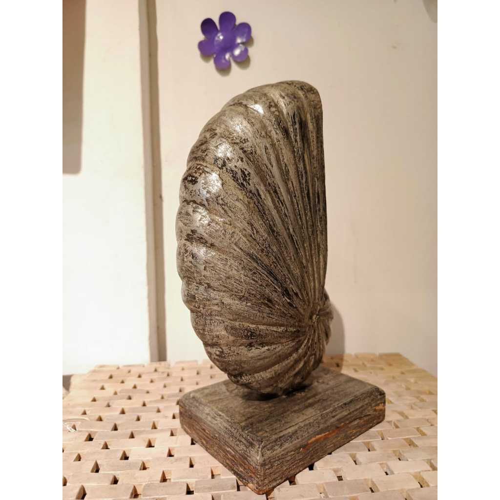 Jual kerang panjang terbuat dari kayu dan memiliki warna silver uk 29cm ...