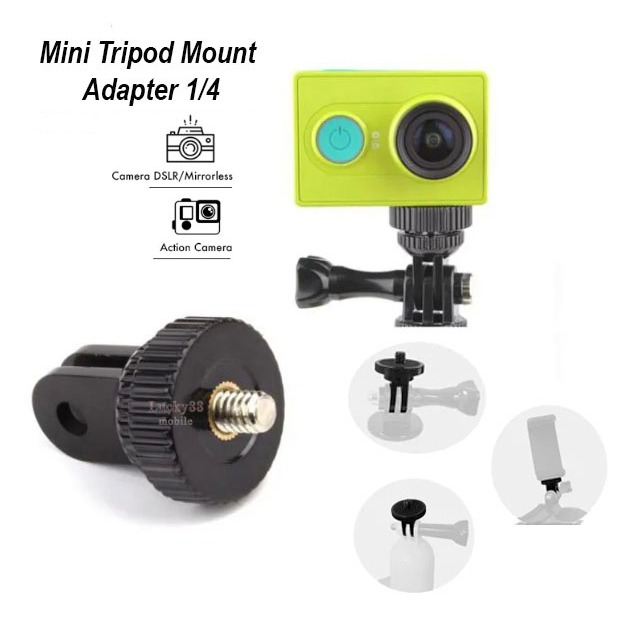 Jual Adapter Mini Tripod 1/4 Lubang Besar Kapala Sekrup 5mm For Action ...