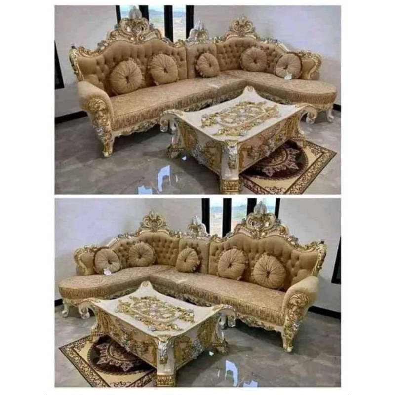 Jual SOFA RAJA SOFA SUDUT MAHKOTA SOFA SUDUT KAYU JATI SOFA UKIRA ...