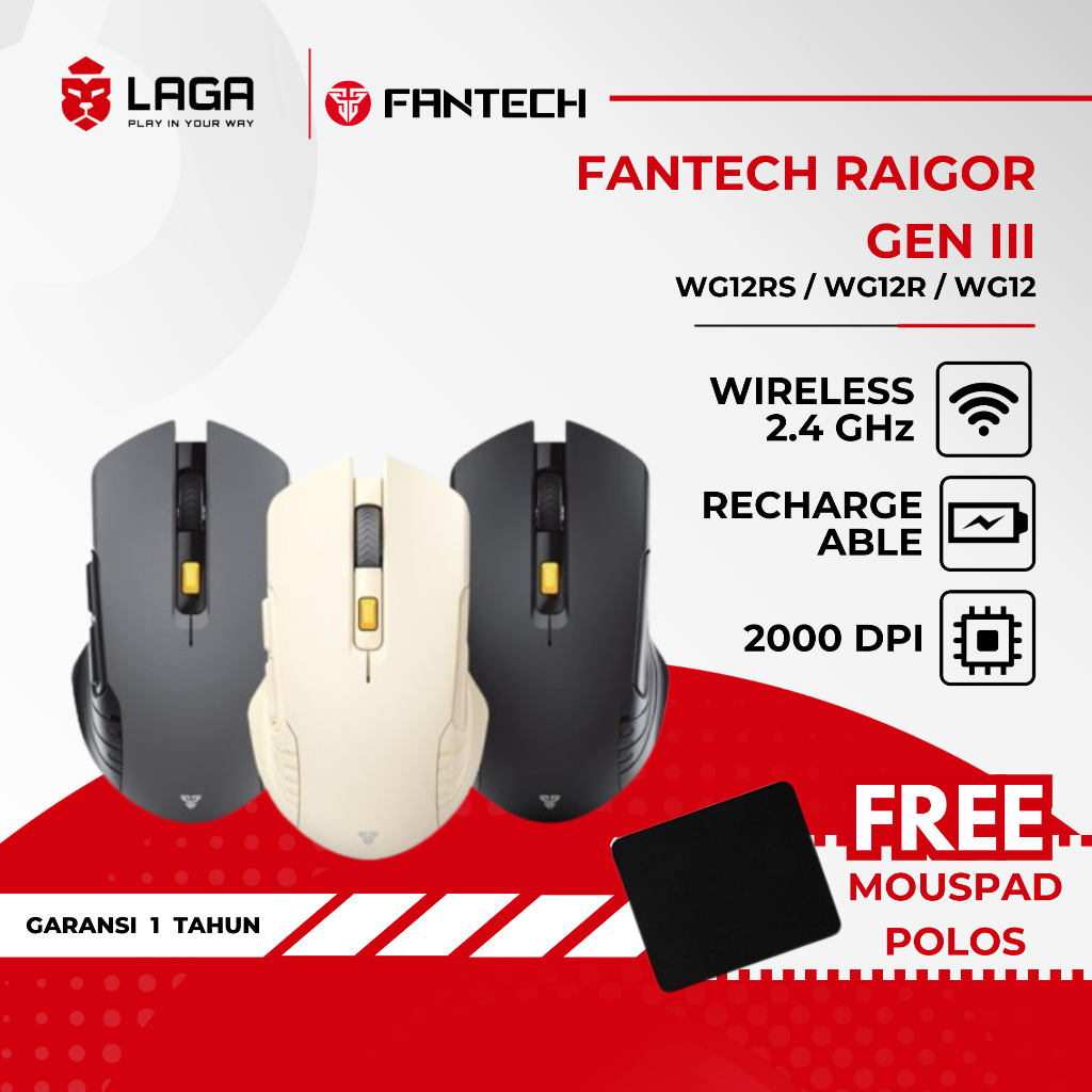 Jual Fantech WG12 / WG12R / WG12RS Raigor Gen III Mouse Wireless Gaming | Shopee Indonesia
