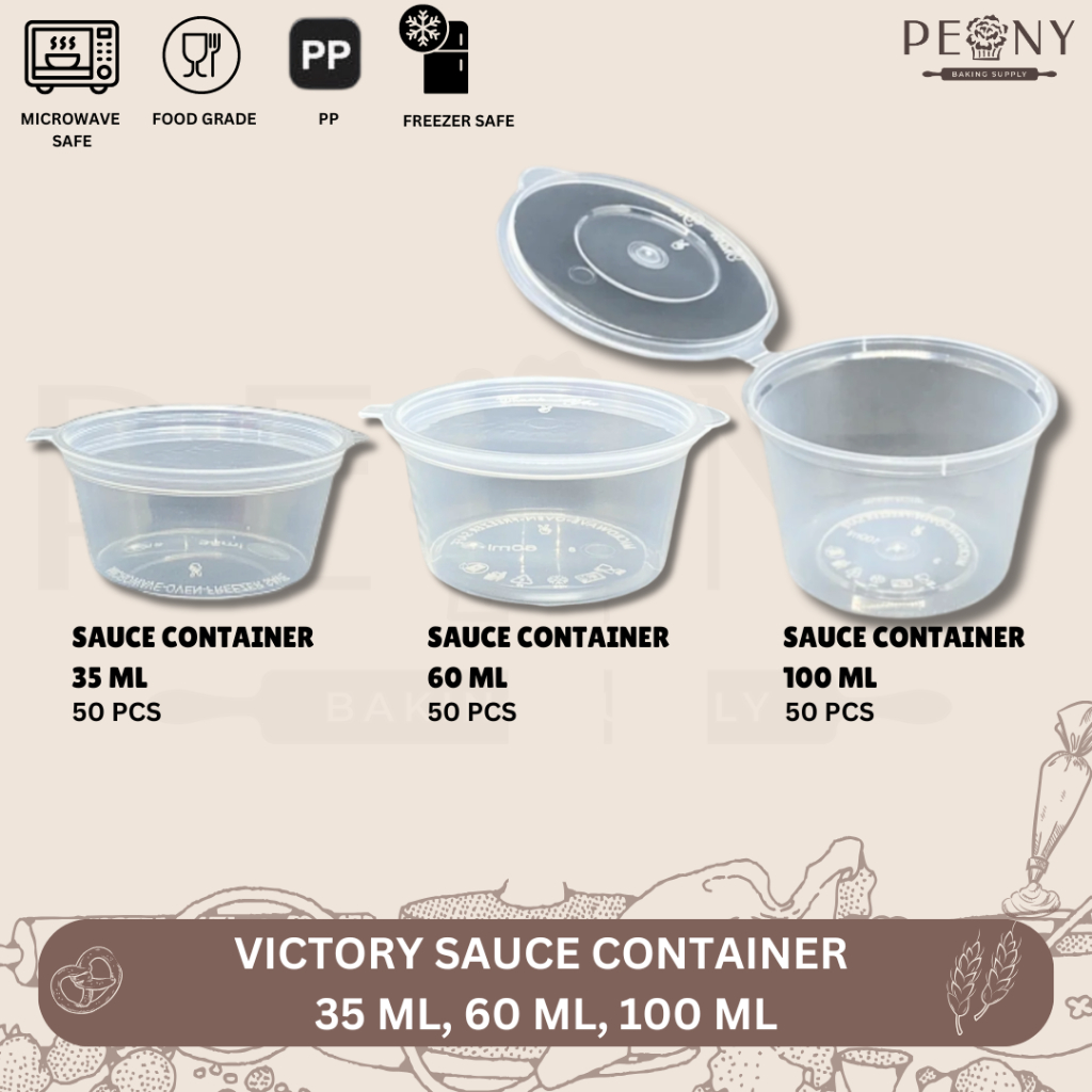 Jual (50 PCS) VICTORY SAUCE CONTAINER 35 ML, 60 ML, 100 ML / TEMPAT ...