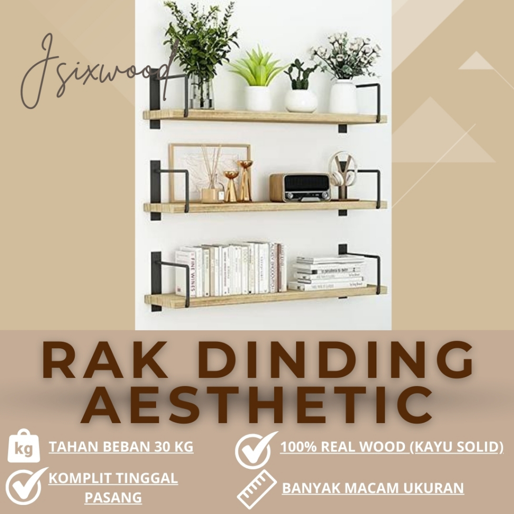 Jual Rak Dinding Tempel Solid Wood Tanpa Bor | Rak Ambalan Dinding ...