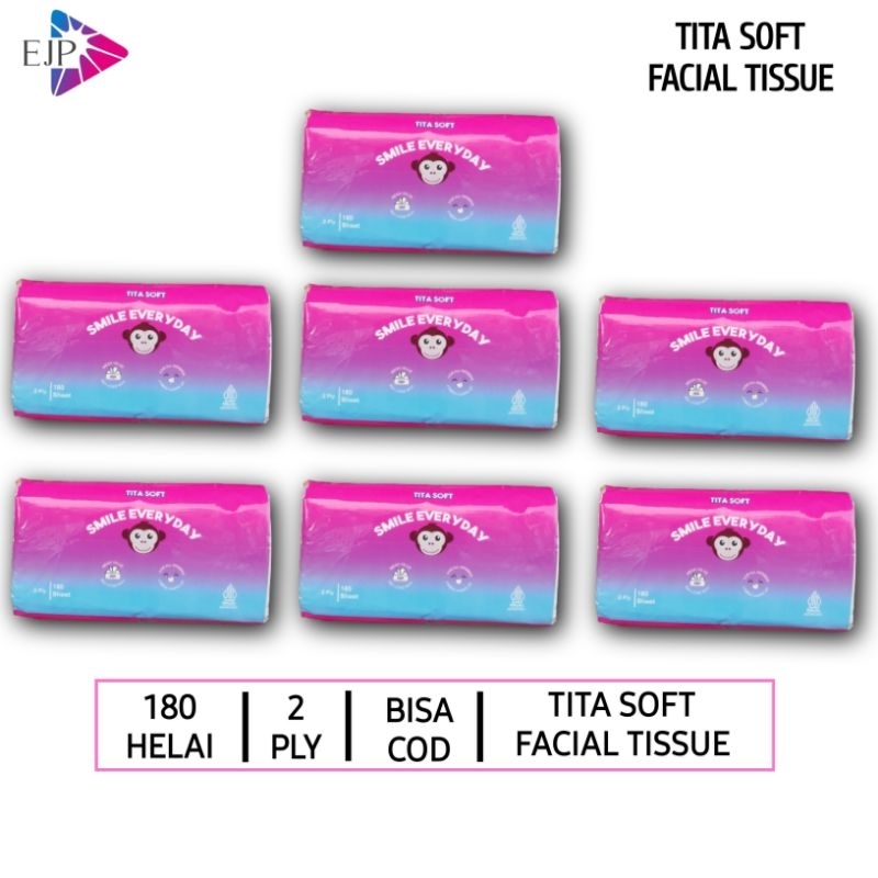 Jual Paket 7 Pcs Tita Soft Facial Tissue 180 Sheets 2 Ply Tisu Wajah ...