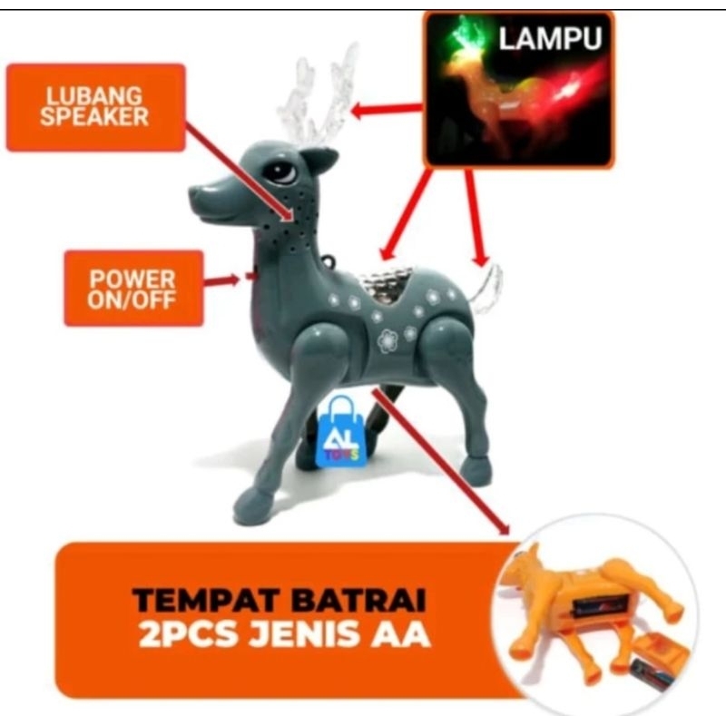 Jual Mainan Anak Animal Hewan Baterai Rusa Kancil Lovely Deer Jalan ...