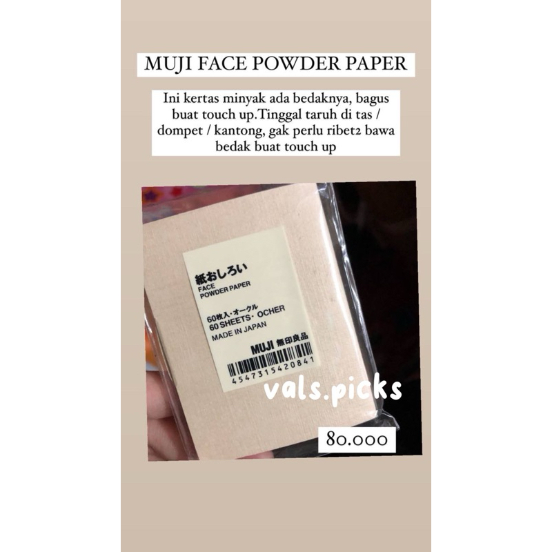 Jual Muji Face Powder Paper | Shopee Indonesia