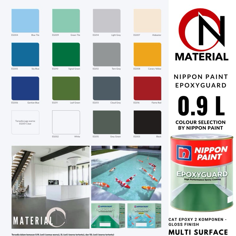 Jual CAT EPOXY 2 KOMPONEN EPOXYGUARD 0,9 Liter NIPPON PAINT CAT LANTAI ...