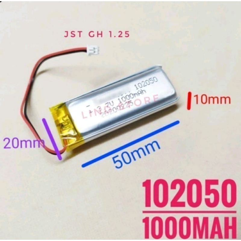 Jual 102050 Li ion 3,7v 1000mAh Protection baterai Mp3 Mp4 GPS Hp | Shopee Indonesia