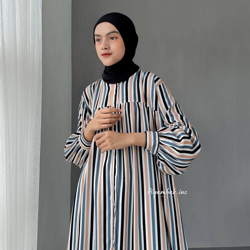 Jual GAMIS SAMARA Rayon Salur Lengan Balon | Shopee Indonesia