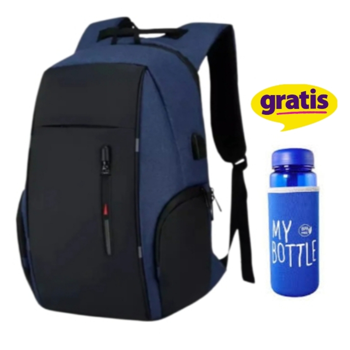 Jual ( Free Botol ) Tas Sekolah Cowok Cewek Kapasitas Besar / Tas Ransel Sekolah Anak SD SMP SMA ...