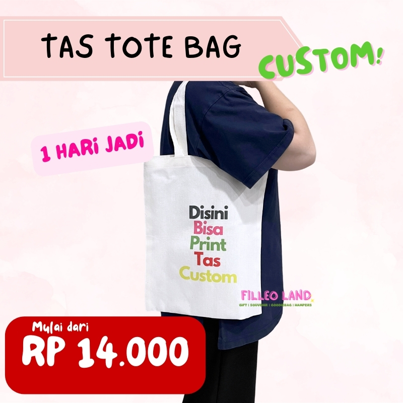 Jual Tote Bag Custom Print Tas Blacu Goodie Bag Ulang Tahun Souvenir ...