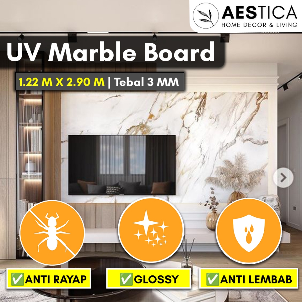 Jual UV PVC Board Marble Sheet Wall Panel Papan Marmer Glossy ...