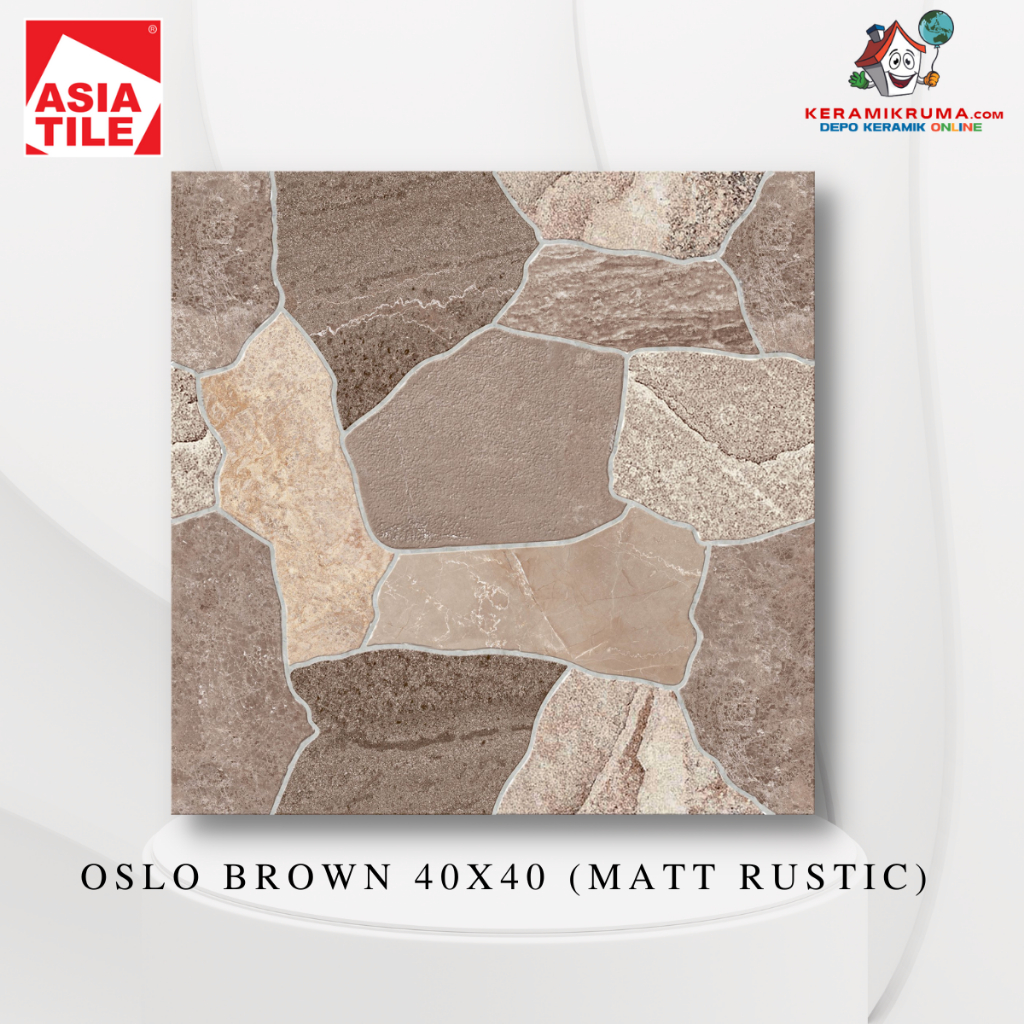Jual Keramik Lantai Asia Tile 40x40 Oslo Brown Matt Rustic Kasar ...