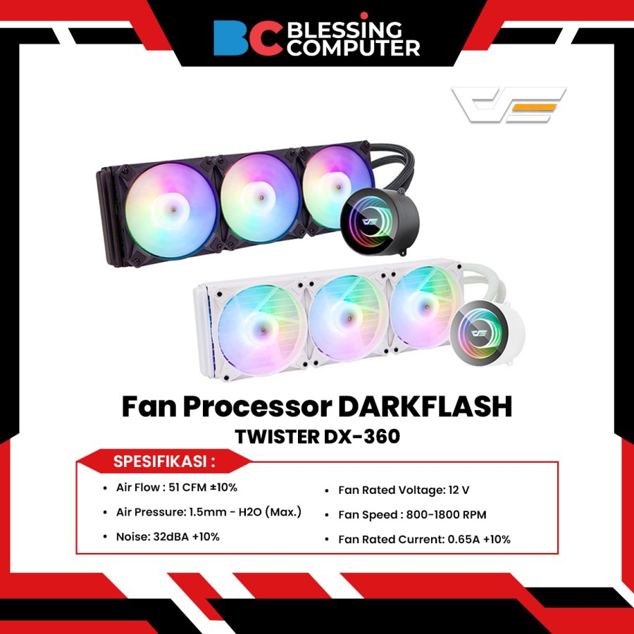 Jual Fan Processor DARKFLASH TWISTER DX 360 LIQUID CPU COOLER - Black | Shopee Indonesia