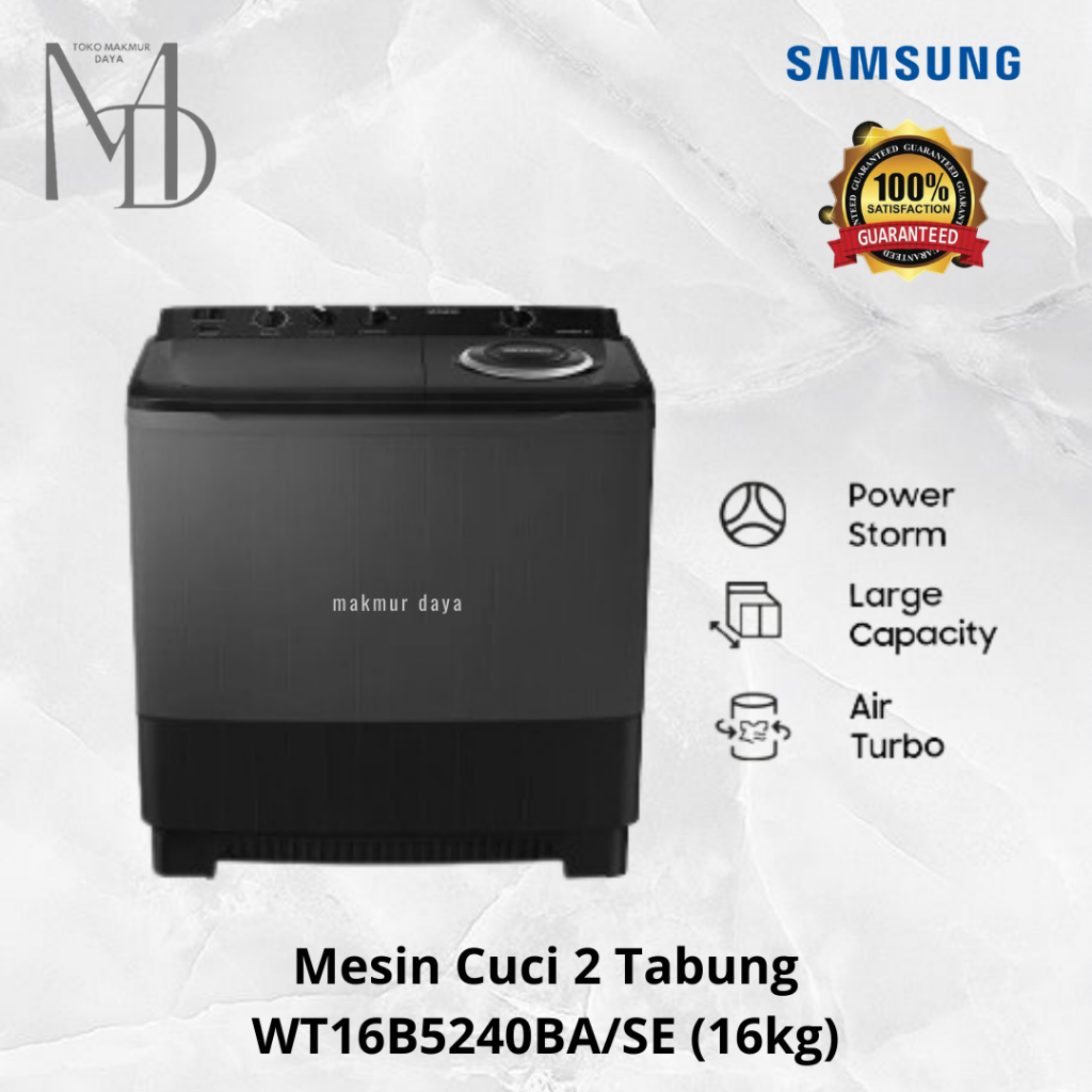 Jual Mesin Cuci Samsung 2 Tabung WT16B5240BA/SE Twin Tub Air Turbo WT16 Kapasitas 16kg | Shopee ...
