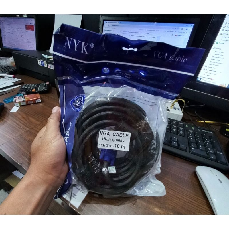 Jual kabel vga 10m gold nyk vga kabel | Shopee Indonesia