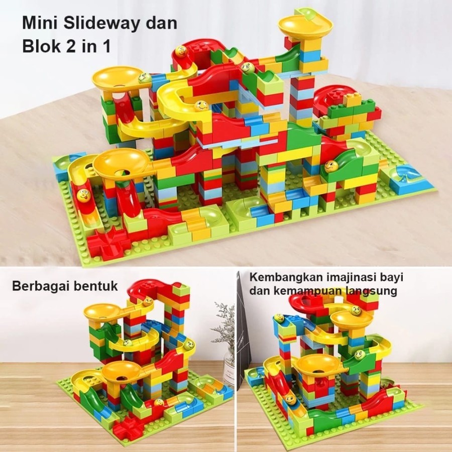 Jual Mainan Brick Balok Susun Anak DIY 170 Pieces Puzzle Marble Run ...
