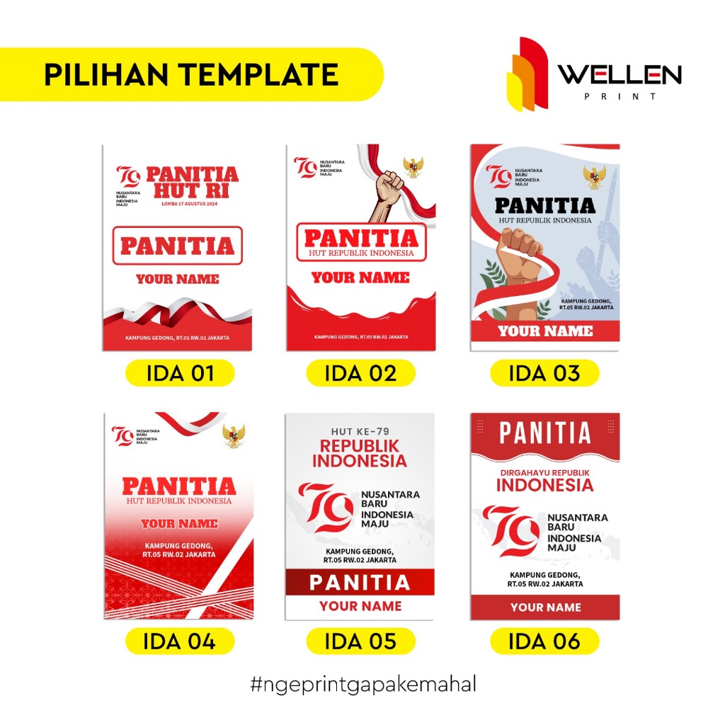 Jual WELLEN PRINT - Cetak Name Tag Set Panitia 17 Agustus Custom ...